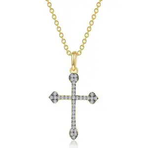 Lafonn Pavé Simulated Diamond Cross Pendant Necklace - White