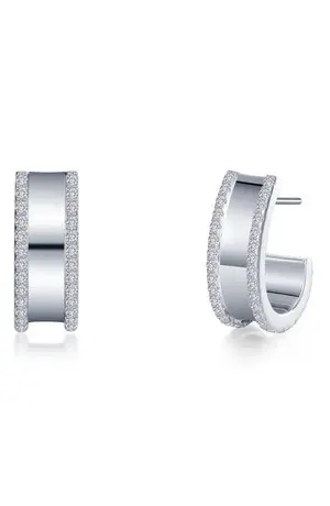 Lafonn Simulated Diamond Huggie Hoop Earrings - White/silver