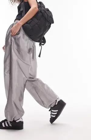 Topshop Oversized Metallic Parachute Trousers