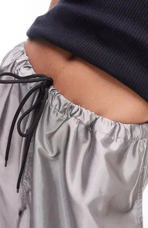 Topshop Oversized Metallic Parachute Trousers