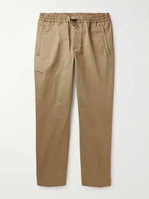 Moncler Tapered Cotton-blend Gabardine Trousers - Neutrals