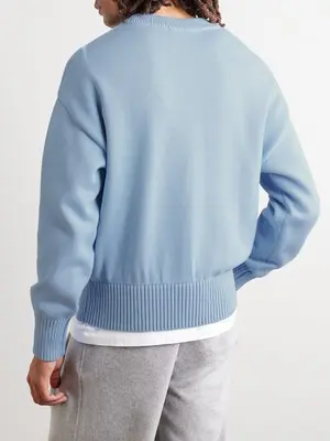 AMI Paris Adc Logo-embroidered Cotton And Merino Wool-blend Sweater