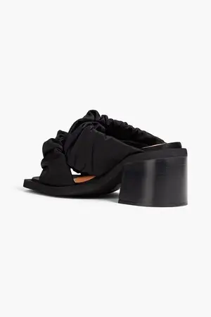 GANNI Ruched Satin Mules - Black