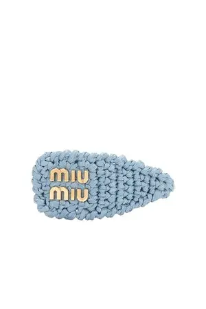 Miu Miu Vernice Hair Clip Celeste