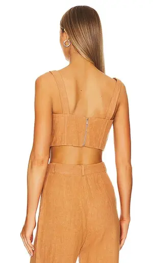 Bardot Linen Corset Bustier - Camel
