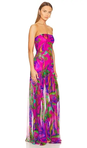Retrofete Nicole Silk Dress - Tropical Leaf