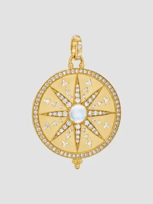 Temple St. Clair Celestial Sole Mandala 18k Yellow Blue Moonstone & 1.81 Tcw Diamond Pendant