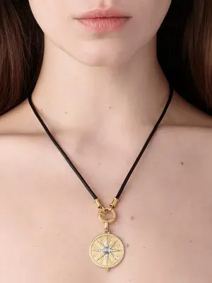 Temple St. Clair Celestial Sole Mandala 18k Yellow Blue Moonstone & 1.81 Tcw Diamond Pendant