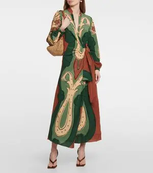 Johanna Ortiz Printed Maxi Wrap Dress - Multicoloured