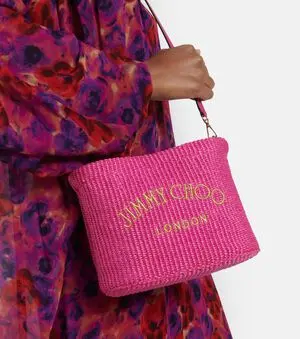 JIMMY CHOO Avenue Small Raffia Tote Bag
