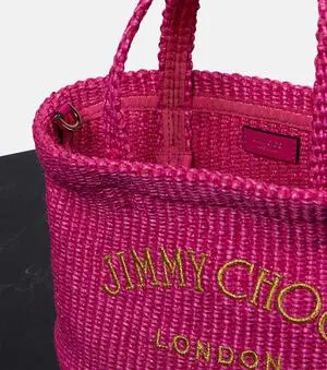 JIMMY CHOO Avenue Small Raffia Tote Bag