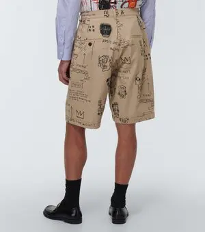 Junya Watanabe X Basquiat Printed Cotton Shorts