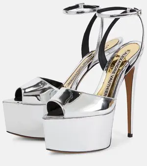 Alexandre Vauthier Metallic Faux Leather Platform Sandals