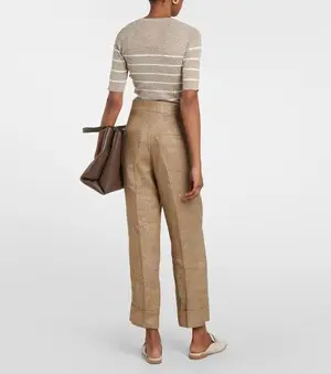 Brunello Cucinelli Mid-rise Tapered Linen Pants
