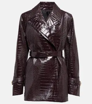 Alaïa Croc-effect Faux Leather Jacket