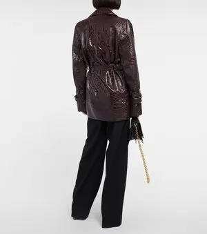 Alaïa Croc-effect Faux Leather Jacket