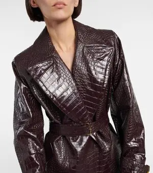 Alaïa Croc-effect Faux Leather Jacket