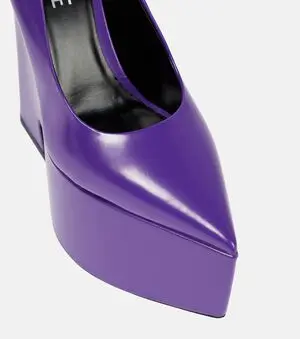 Versace Tempest Leather Platform Pumps - Purple
