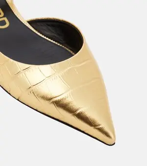 TOM FORD Padlock Croc-effect Ballet Flats