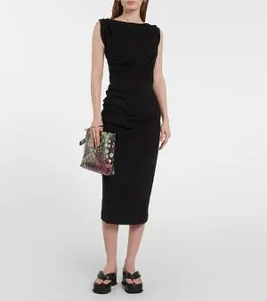 Dries Van Noten Gathered Cotton Jersey Midi Dress
