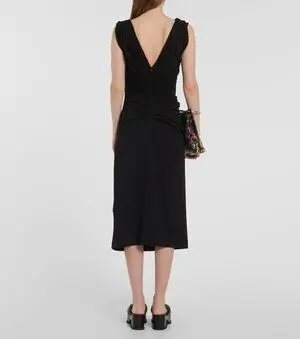 Dries Van Noten Gathered Cotton Jersey Midi Dress