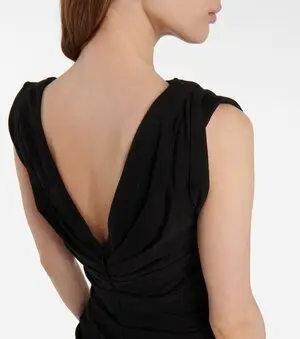 Dries Van Noten Gathered Cotton Jersey Midi Dress
