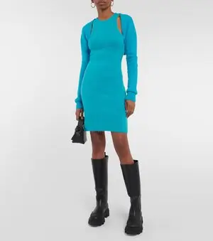 GANNI Alpaca And Wool-blend Mini Dress