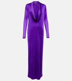 Draped Cowl Neck Gown