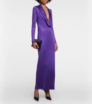 Versace Cowl-neck Draped Gown