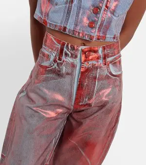 GANNI Metallic Barrel-leg Jeans