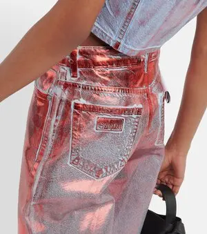 GANNI Metallic Barrel-leg Jeans