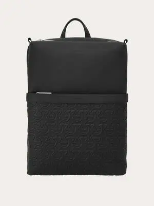 FERRAGAMO Embossed Gancini Backpack - Black