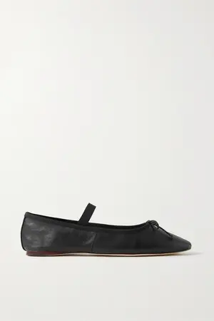 LOEFFLER RANDALL Leonie Bow-embellished Leather Flats - Black