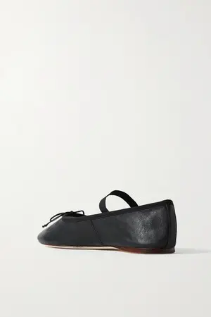 LOEFFLER RANDALL Leonie Bow-embellished Leather Flats - Black
