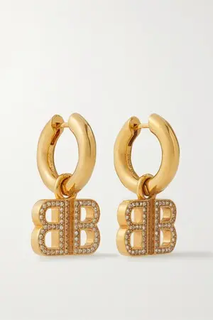 Balenciaga Tone Crystal Hoop Earrings