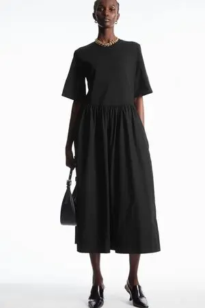 Cos Contrast-panel Midi T-shirt Dress