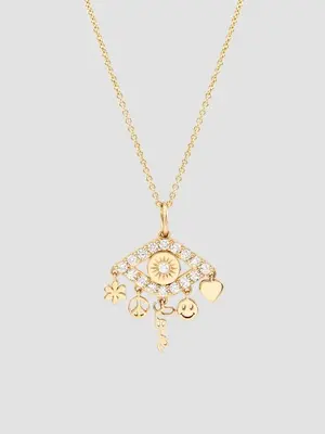 SYDNEY EVAN 14k Yellow & 0.18 Tcw Diamonds Evil Eye Necklace