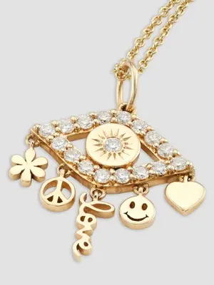SYDNEY EVAN 14k Yellow & 0.18 Tcw Diamonds Evil Eye Necklace