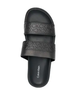 Calvin Klein Embossed Leather Slides