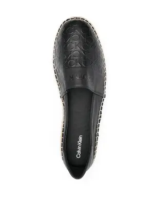 Calvin Klein Embossed-logo Leather Espadrilles