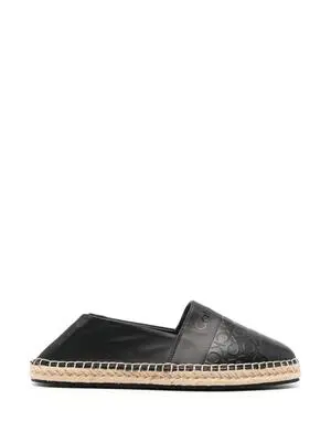 Calvin Klein Embossed-logo Leather Espadrilles