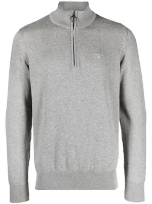 Barbour Embroidered-logo High-neck Jumper - Grey