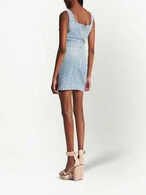 Balmain All-over Monogram Denim Dress - Blue