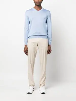 Malo V-neck Knit Jumper - Blue