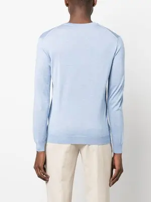 Malo V-neck Knit Jumper - Blue