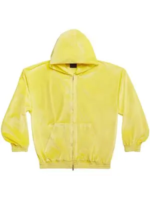 Balenciaga Velvet-effect Zip-up Hoodie - Yellow