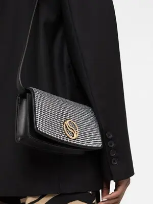 Stella McCartney S-wave Crystal-embellished Crossbody Bag - Black