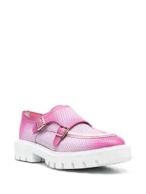 Santoni Leather Double-buckle Loafers - Pink
