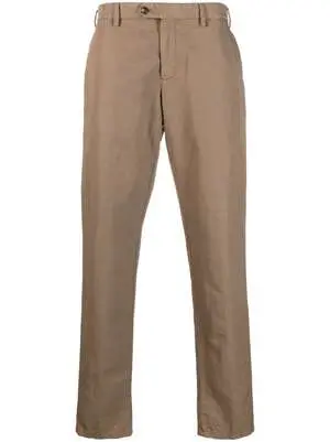 LARDINI Straight-leg Linen Trousers - Brown