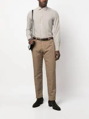 LARDINI Straight-leg Linen Trousers - Brown
